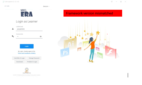 Framework version mismatch in the ERA explorer. - ERA-QA